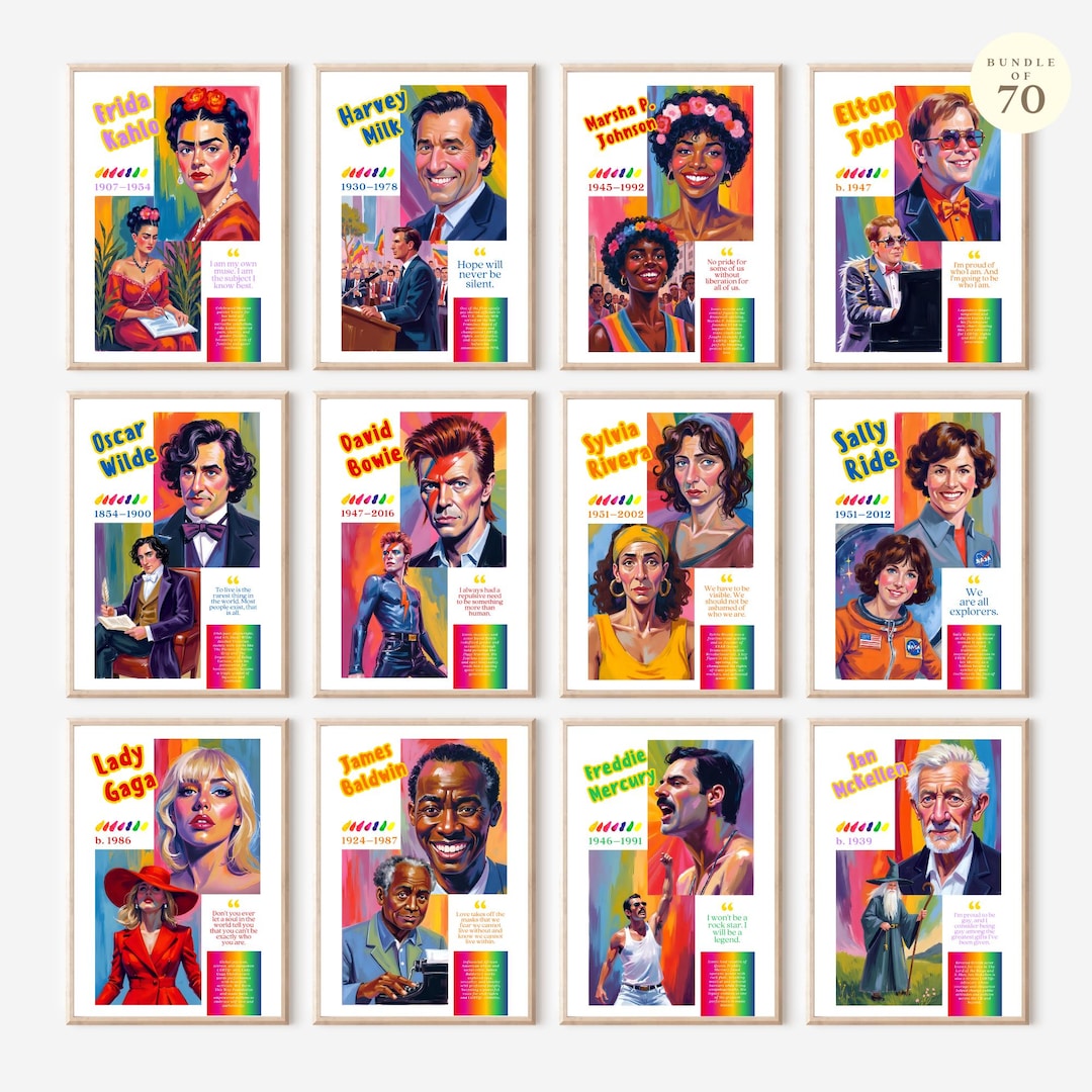 70 Pride Month Poster LGBT Icons, LGBTQIA + Geschichte Bulletin Board ...