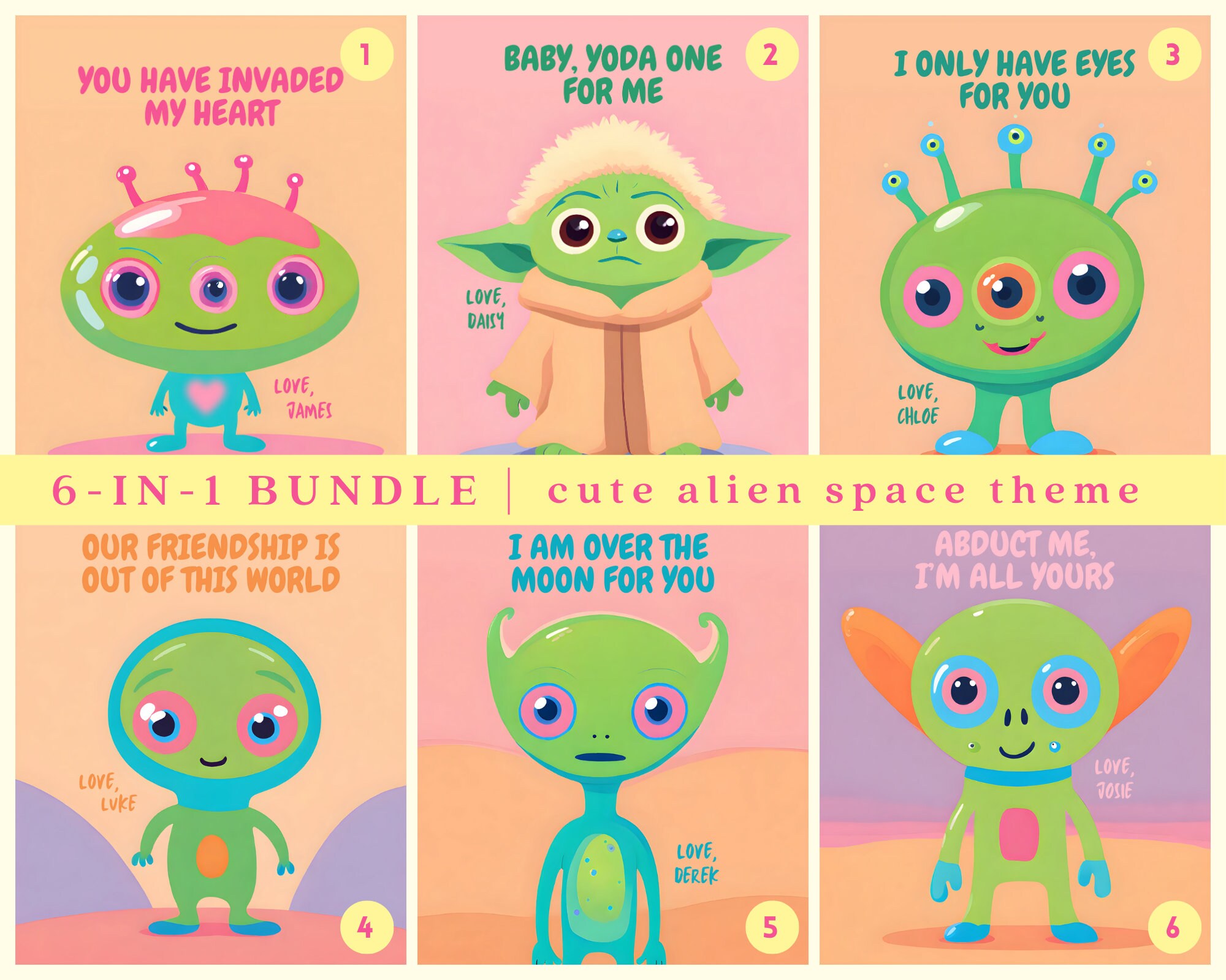 PRINTABLE Alien Valentines Card for Kids, Girl, Boy Instant Download ...