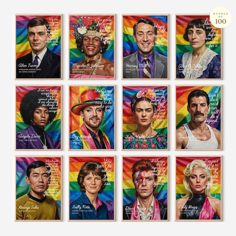 100 Pride Month LGBTQIA+ Quotes Posters, LGBTQ History Rainbow ...