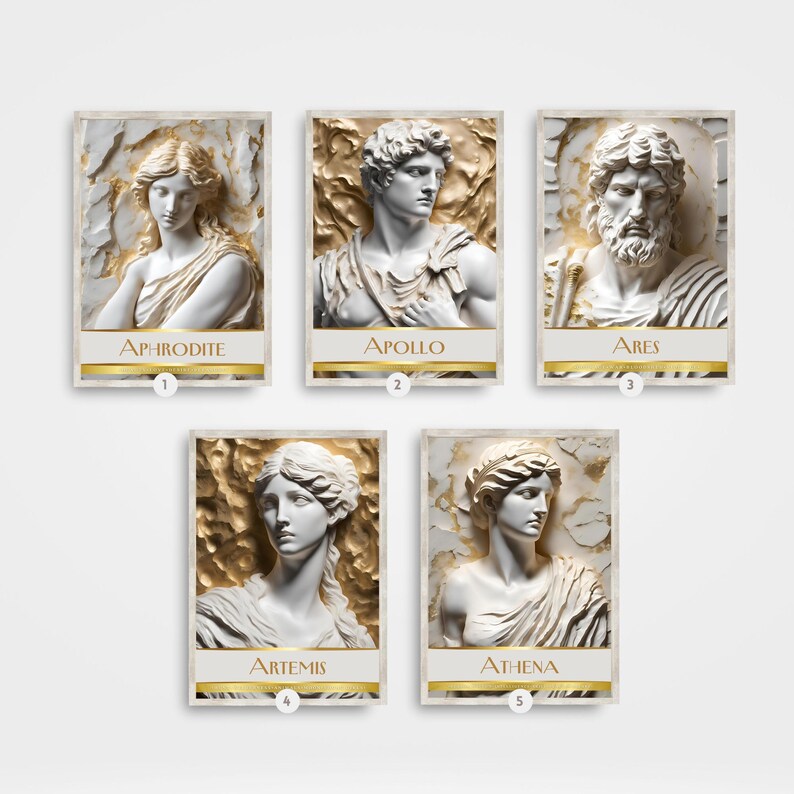 Greek Gods and Goddesses Set of 15 Posters, Olympian Mythology Wall Art ...
