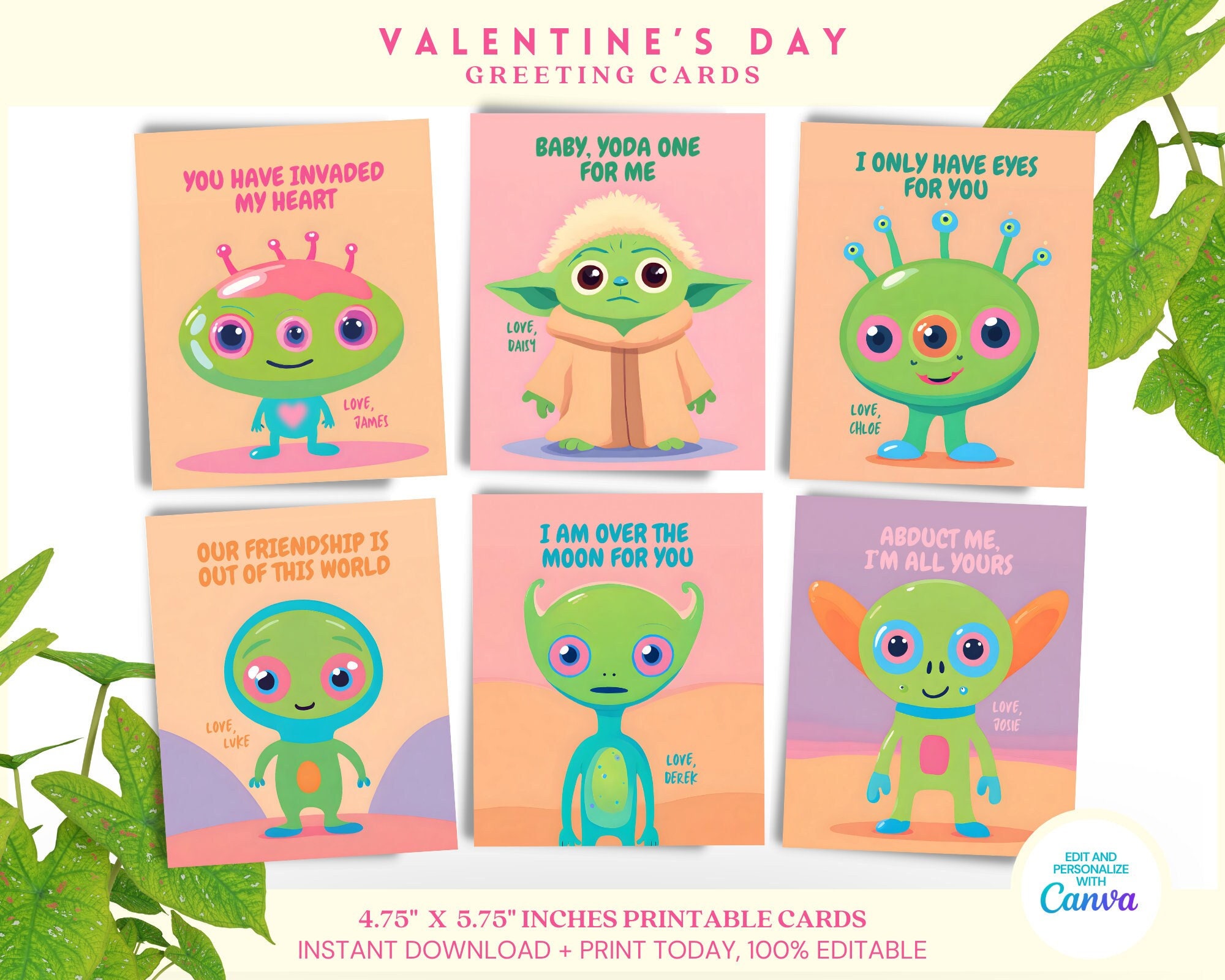 PRINTABLE Alien Valentines Card for Kids, Girl, Boy Instant Download ...