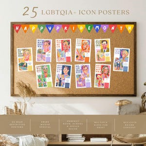 25 Pride Month Posters LGBT Icons, LGBTQIA+ History Bulletin Board ...