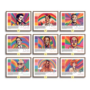 25 Pride Month Posters LGBT Icons, LGBTQIA+ History Bulletin Board ...