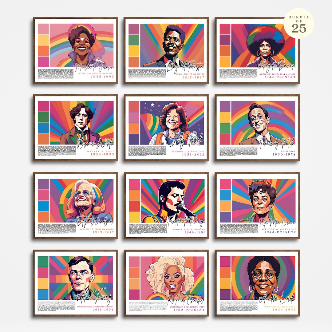 25 Pride Month Posters LGBT Icons, LGBTQIA+ History Bulletin Board ...