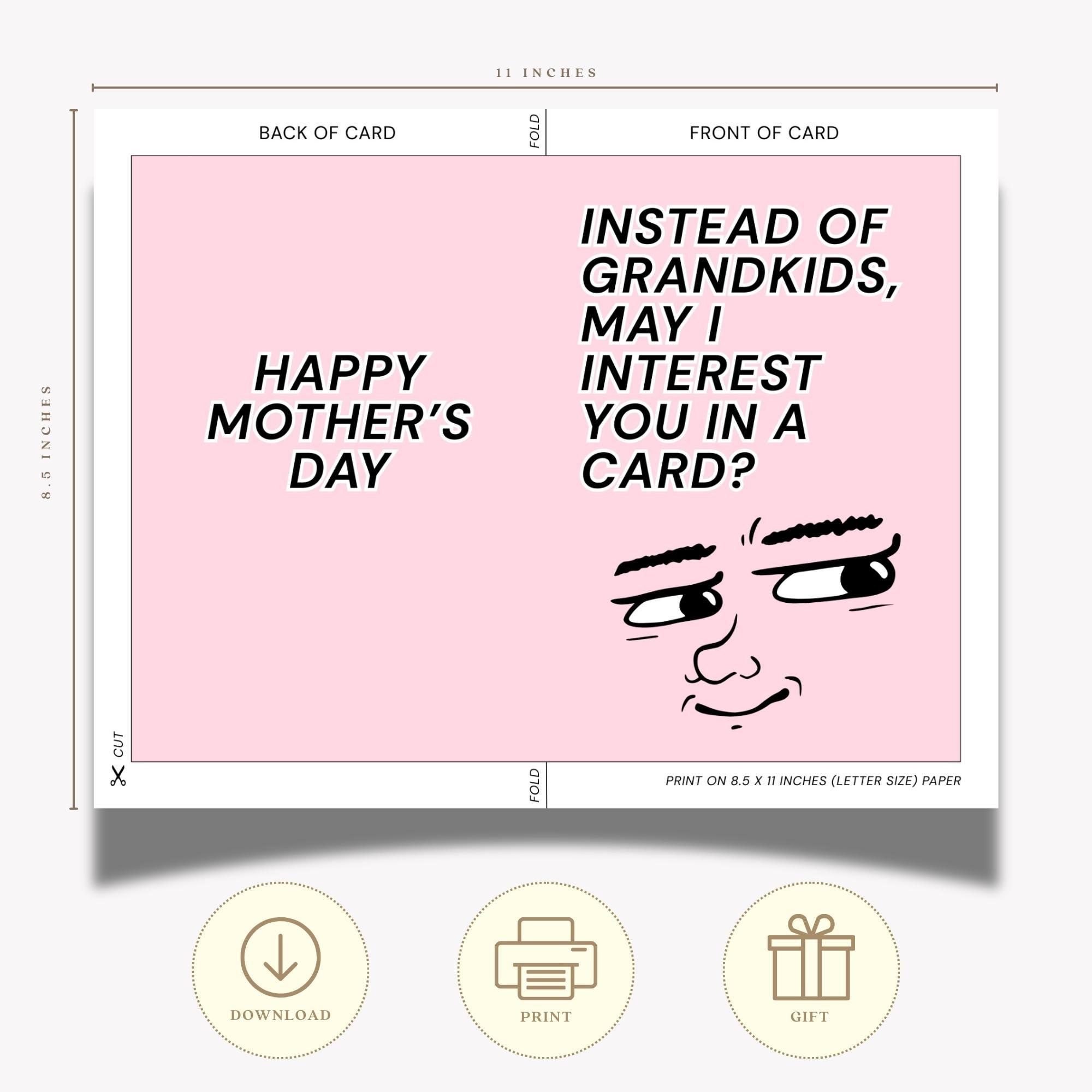 PRINTABLE Funny Mother's Day Card | Mom's Grandkids Request Humor, Cute ...