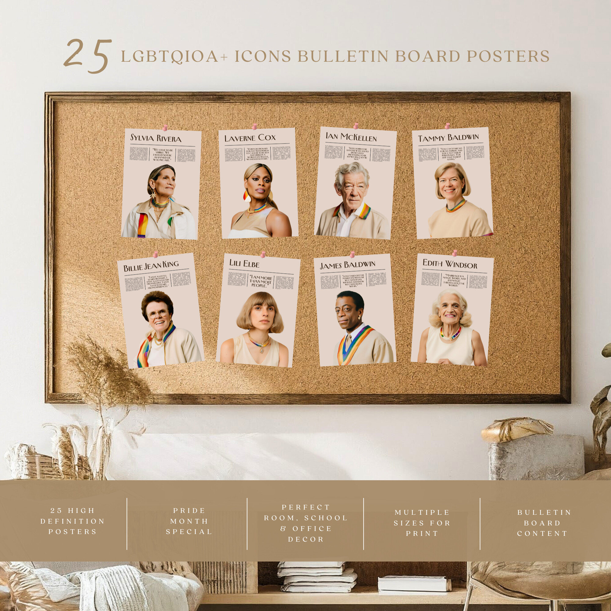 25 Pride Month Posters LGBT Icons, LGBTQIA History Bulletin Board ...