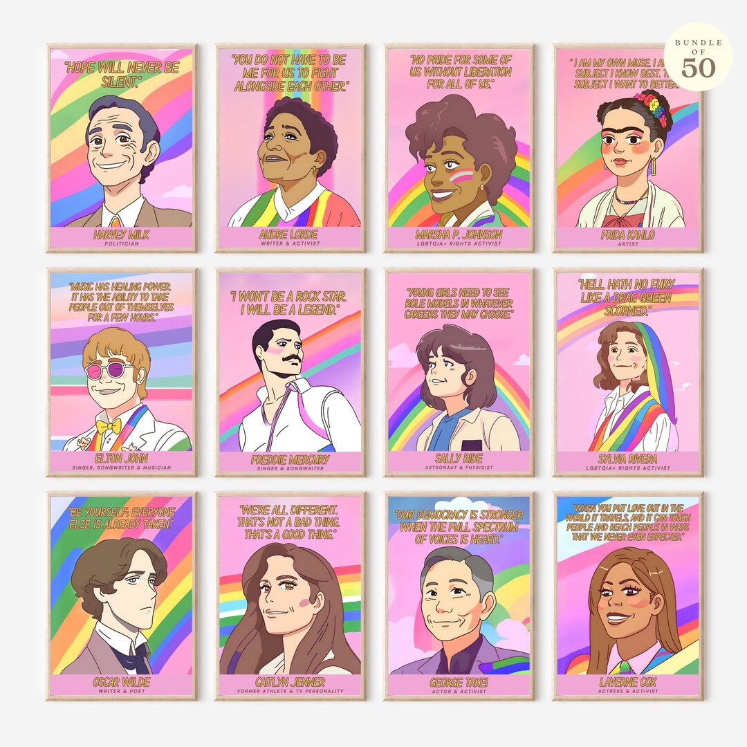 50 Pride Month Posters LGBT Icons, LGBTQIA History Bulletin Board ...