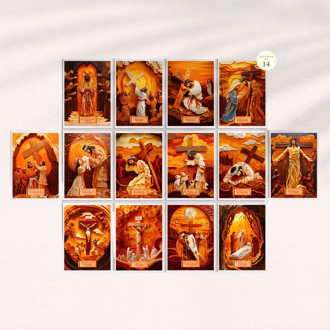 14 Stations of the Cross Printable Wall Art & Card for Lent Easter ...