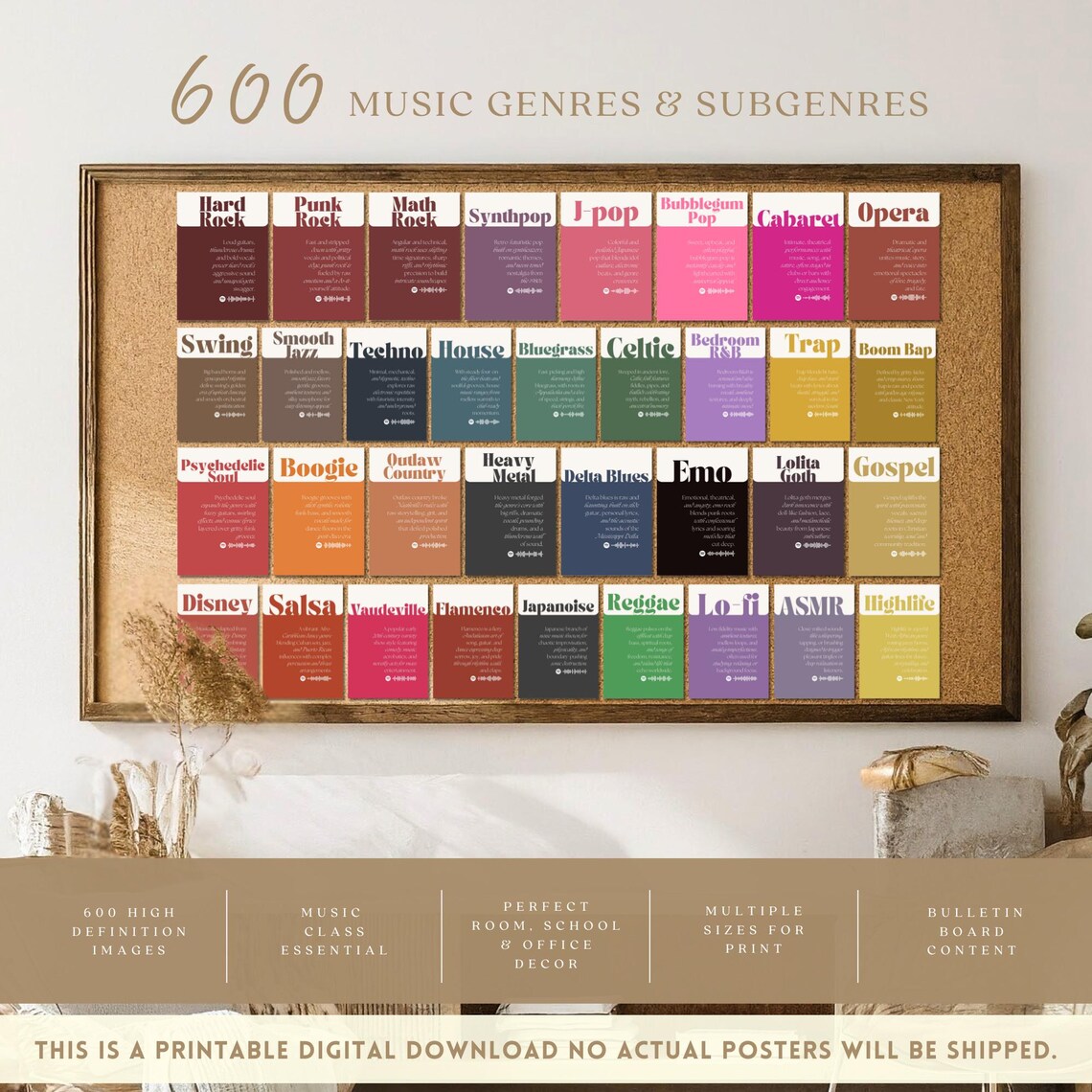 600 Music Genres Gallery Wall Art, Music Classroom Decor, Musical Genre ...