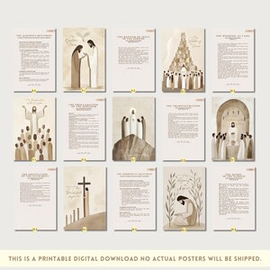 Mysteries of the Rosary Set of 25, Printable Catholic Jesus Wall Art ...