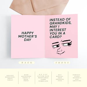 PRINTABLE Funny Mother's Day Card | Mom's Grandkids Request Humor, Cute ...