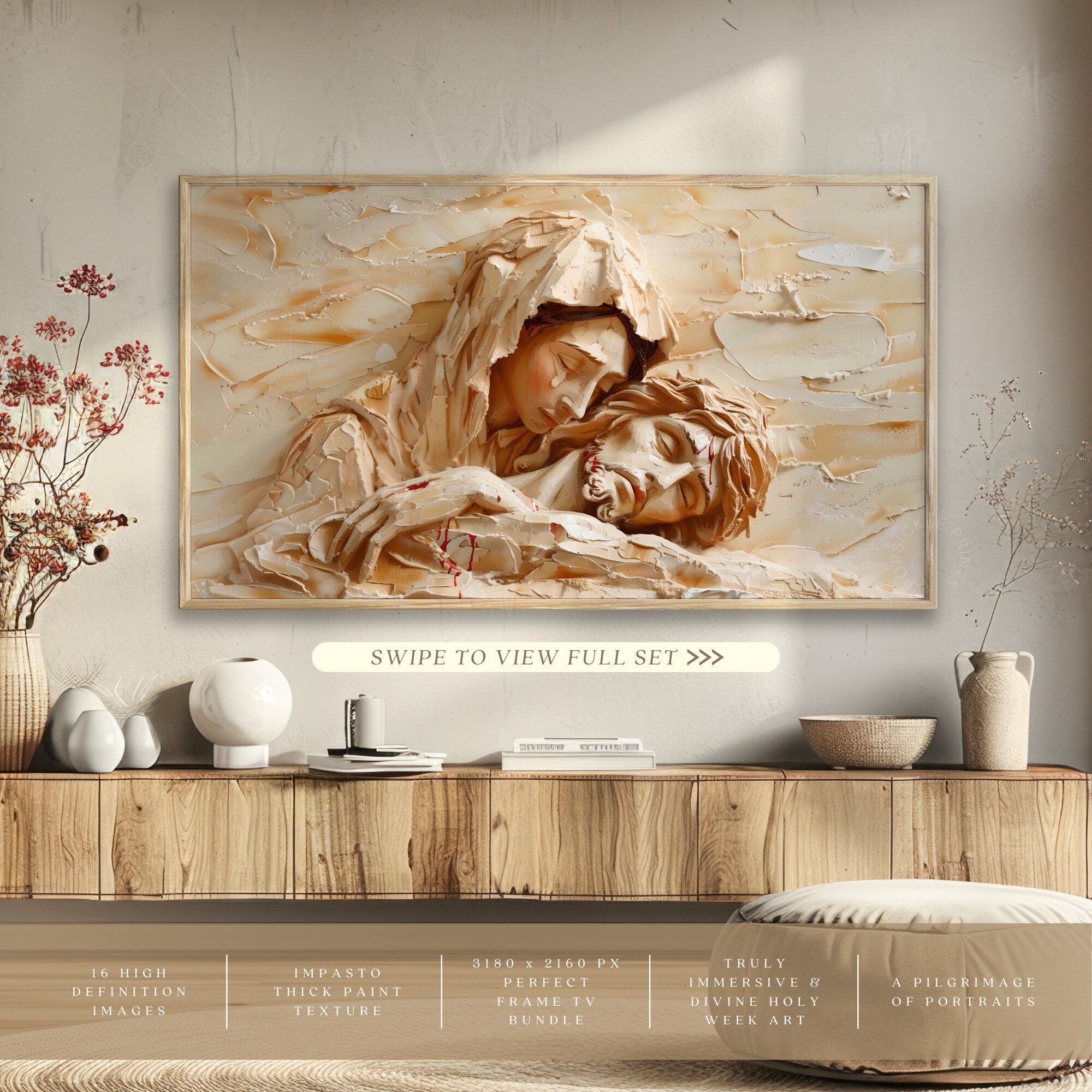 16 Christian Frame TV Art Jesus Wall Art, Crucifixion, Tomb, He is ...