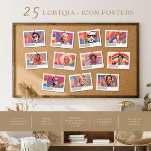 25 Pride Month Posters LGBT Icons, LGBTQIA+ History Bulletin Board ...