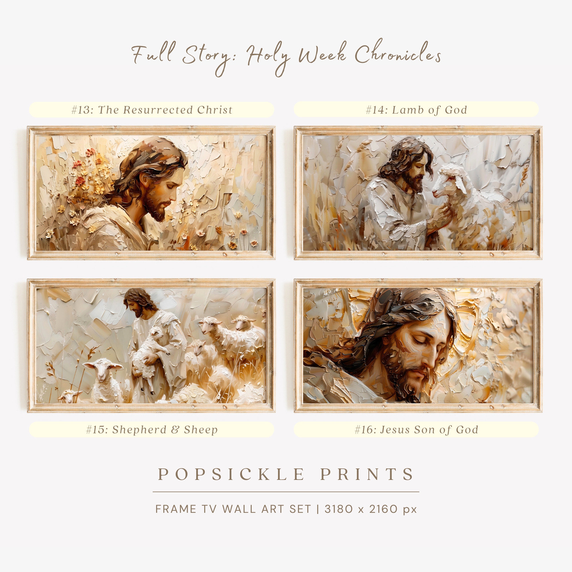 16 Christian Frame TV Art Jesus Wall Art, Crucifixion, Tomb, He is ...