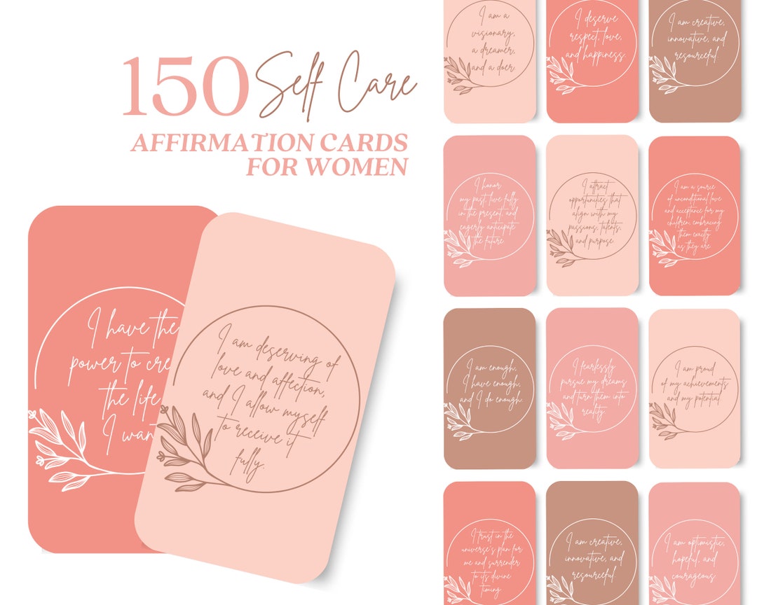 150 Self Care Affirmation Cards Digital Download | Positive Quotes ...