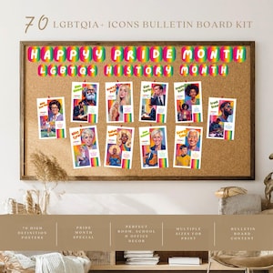 70 Pride Month Posters LGBT Icons, LGBTQIA+ History Bulletin Board ...