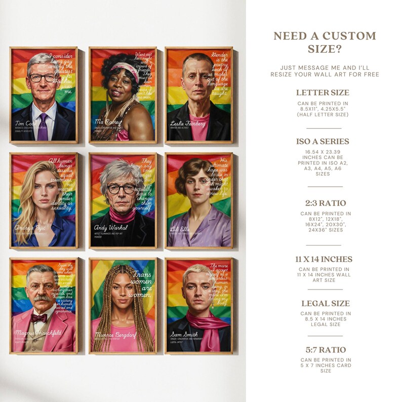 100 Pride Month LGBTQIA+ Quotes Posters, LGBTQ History Rainbow ...