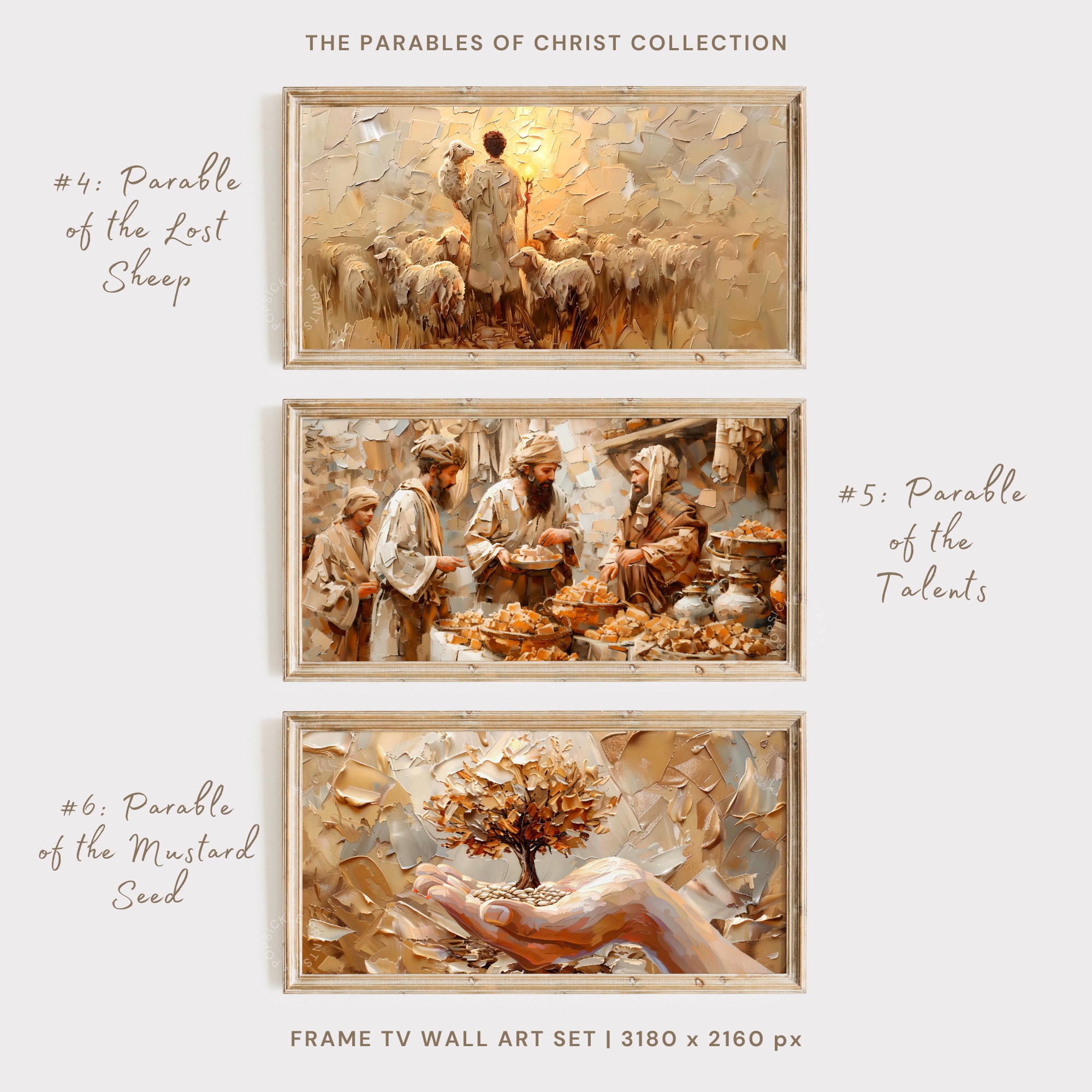 6 Parables Christian Frame TV Art Jesus Wall Art, Prodigal Son, Good ...
