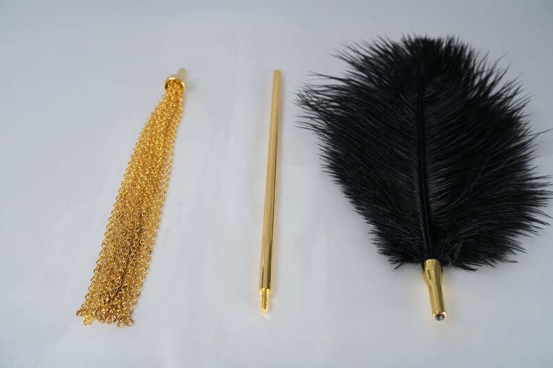 Black Ostrich Feather Tickler Metal Chain Tickler Erotic Feather ...