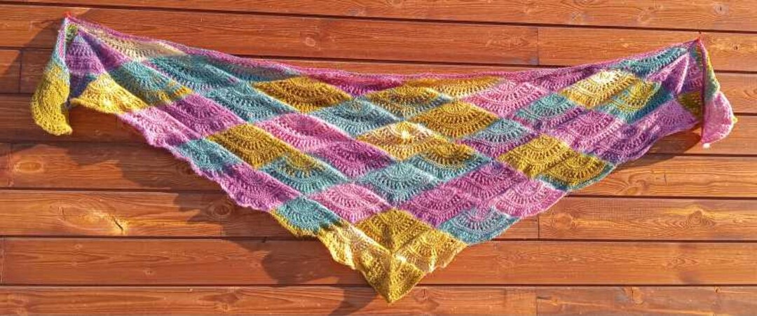 Knit Patchwork Shawl,knit Lace Shawl,boho Shawl,knit Wedding Shawl,knit ...