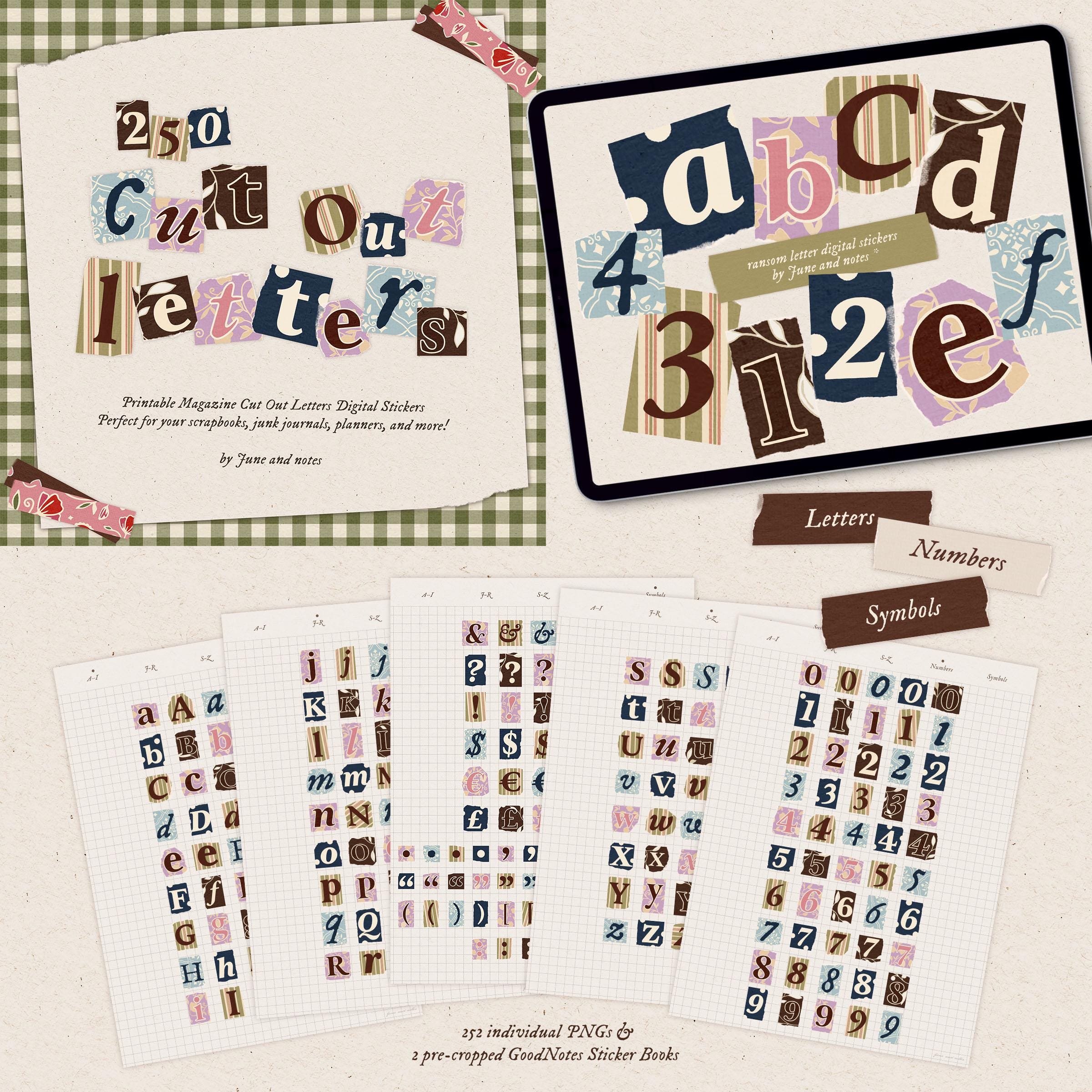 Digital Stickers Bundle: Journaling Elements, Scrapbooking Ransom ...
