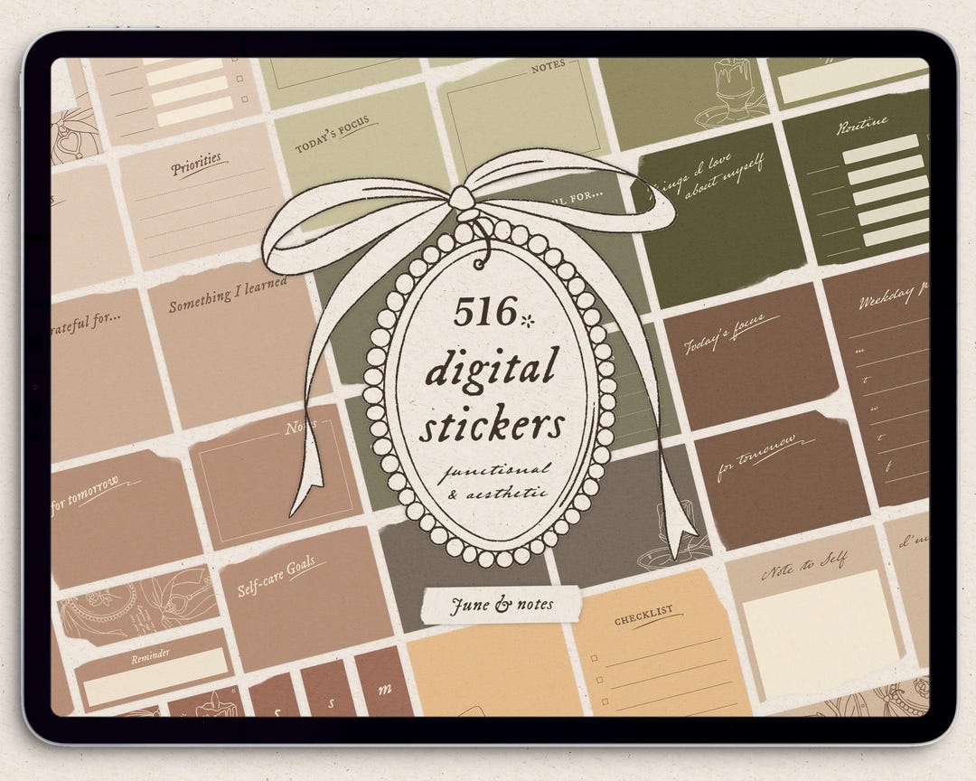 Essential Digital Stickers: Goodnotes Planner Widgets, Journal Elements ...