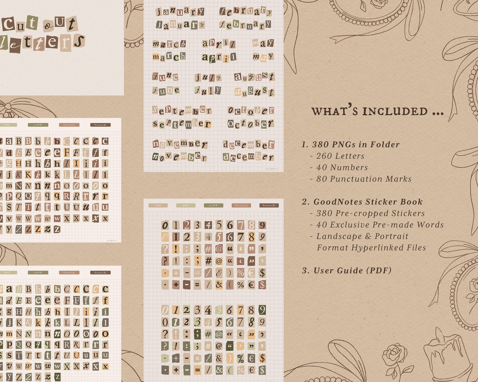 380 Magazine Cutout Letters Ransom Note Digital Stickers Vintage ...