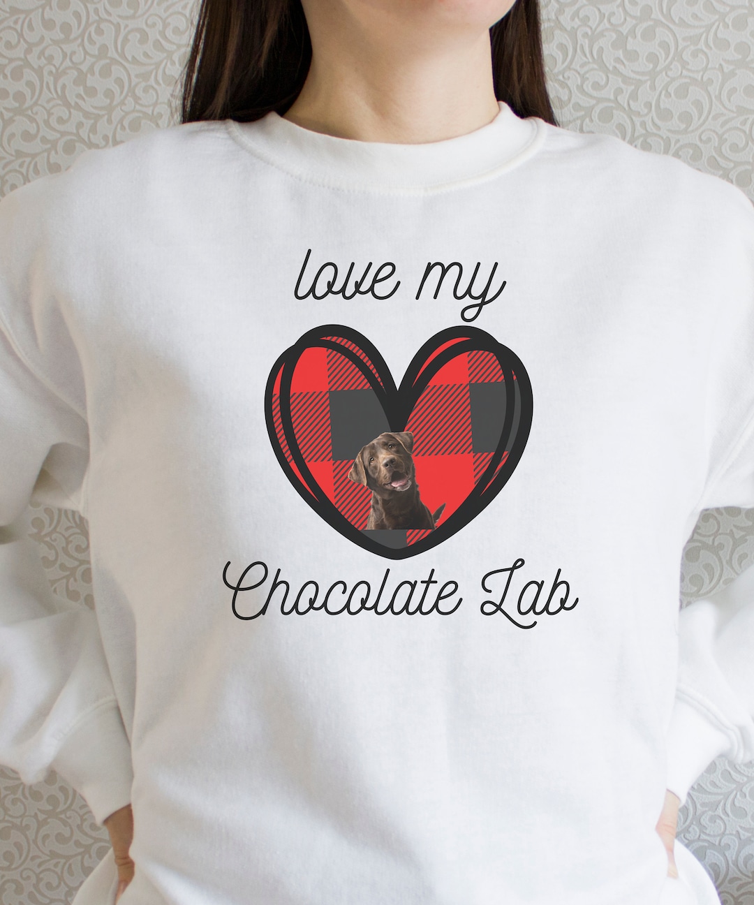 Chocolate Labrador Retriever Retro Buffalo Plaid Valentine Heart Dog ...