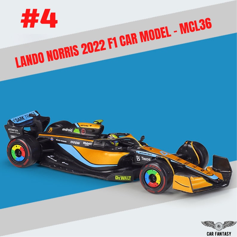 2022 Lando Norris MCL36 F1 Car Model 1/43 Size (burago), Formula 1 Car ...