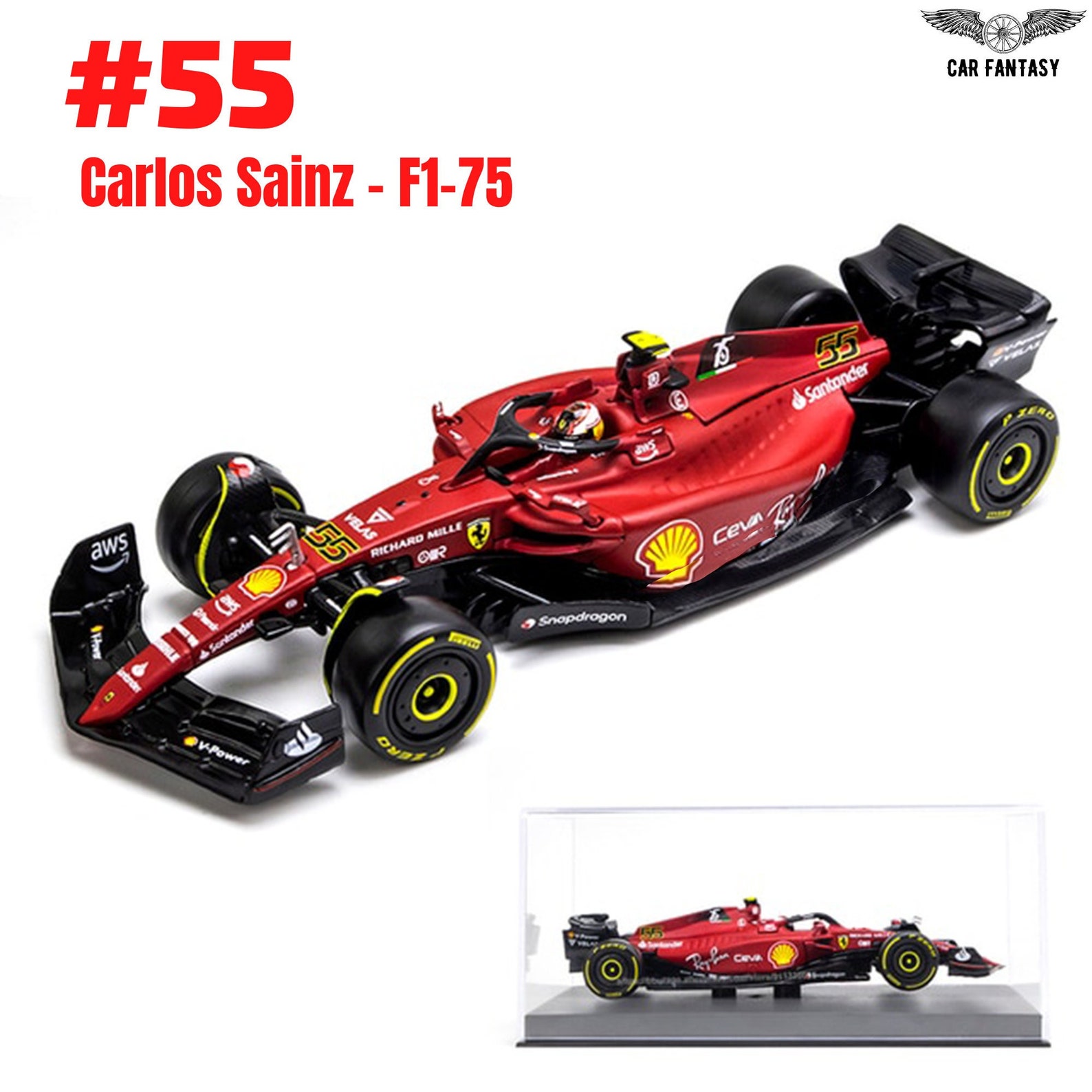 2022 Carlos Sainz Ferrari F1-75 F1 Car Model 1/43 Size (burago ...