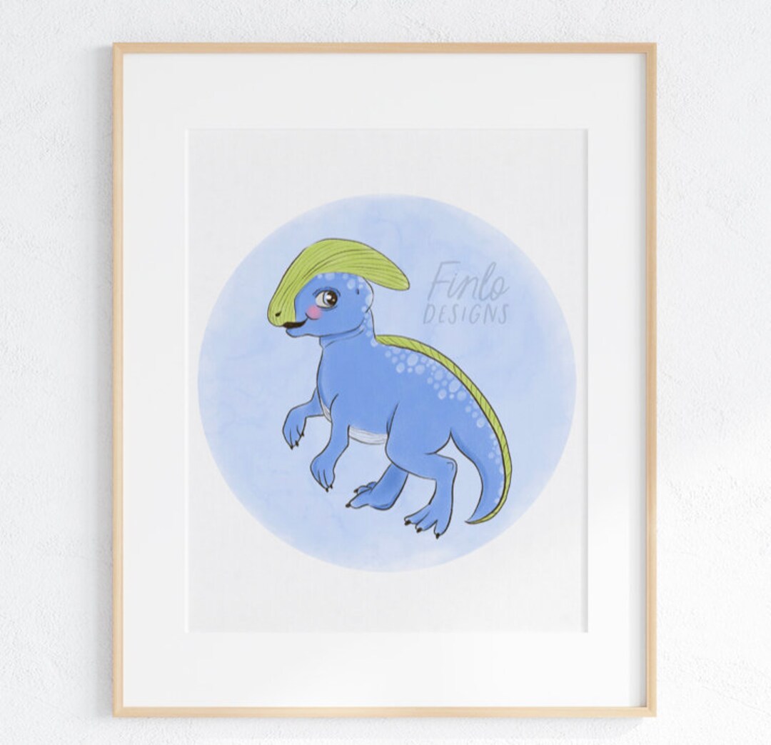 Hadley the Hadrosaur | Dinosaur Art Print | Cute Dino Wall Art ...