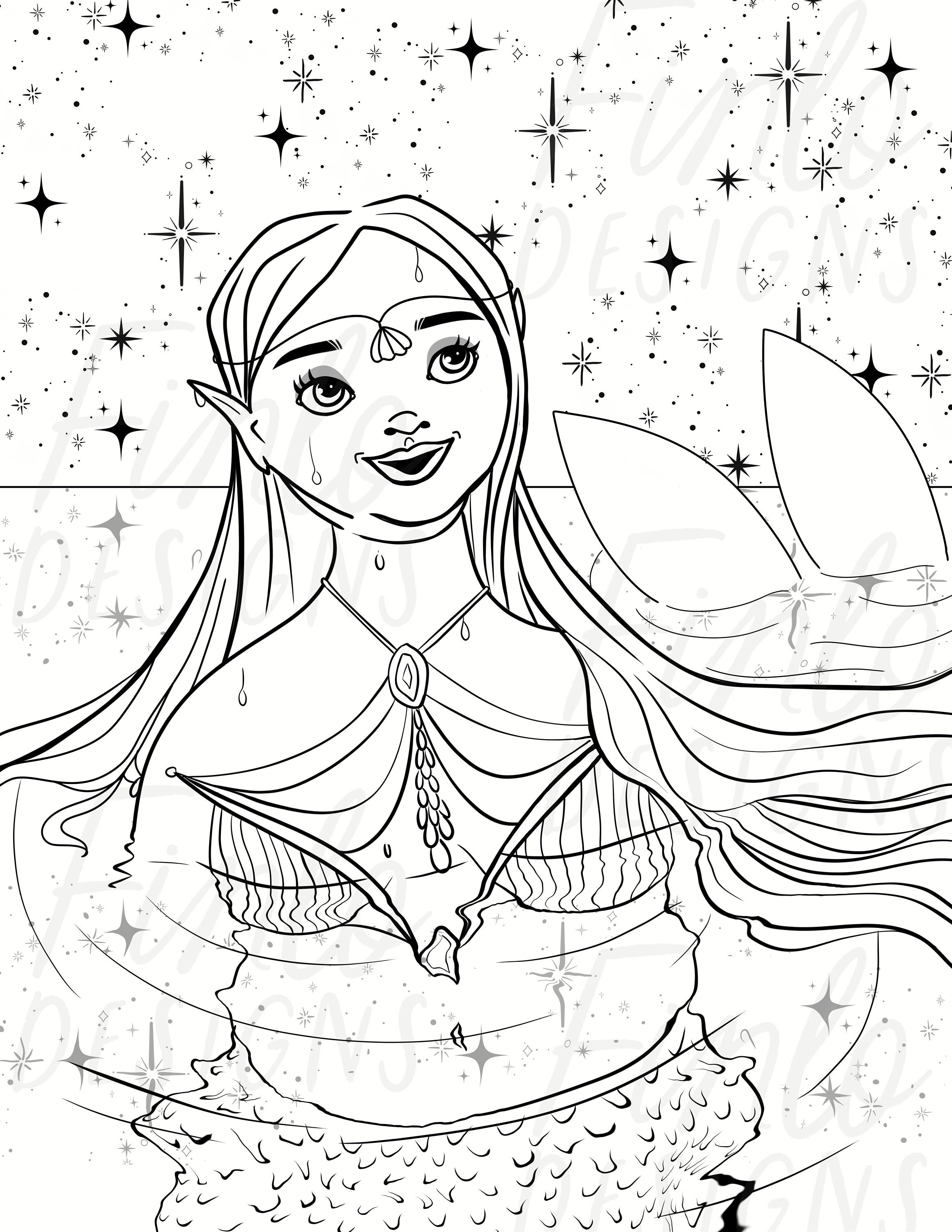 Beautiful Fat Mermaids Coloring Pages Set of 5 Printable Coloring Pages ...