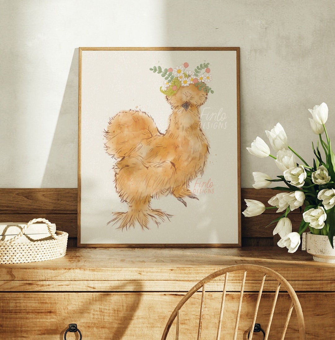Maple the Silkie | Buff | Art Print | Chicken Art | Cute Barnyard ...