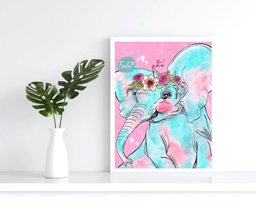 Annie Elephant, Pink Edition Art Print Cute Elephant Wall Art ...