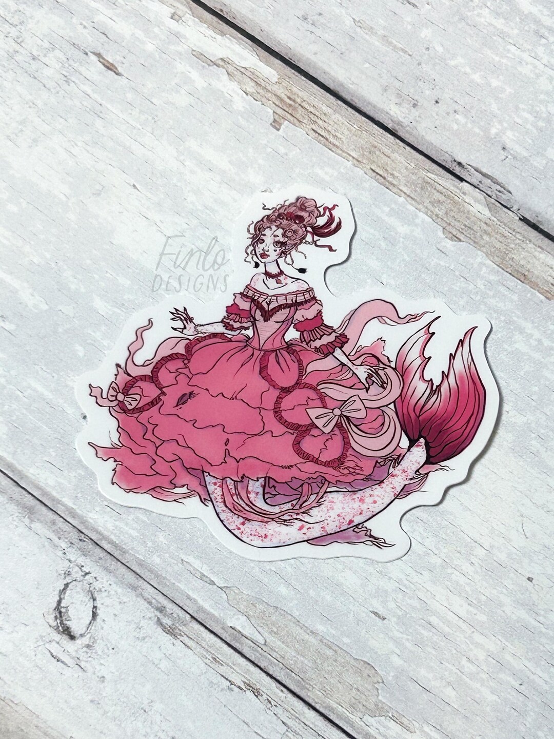 Rococo Mermaid Sticker | 3x4” Laminated Vinyl Decal | Waterproof ...