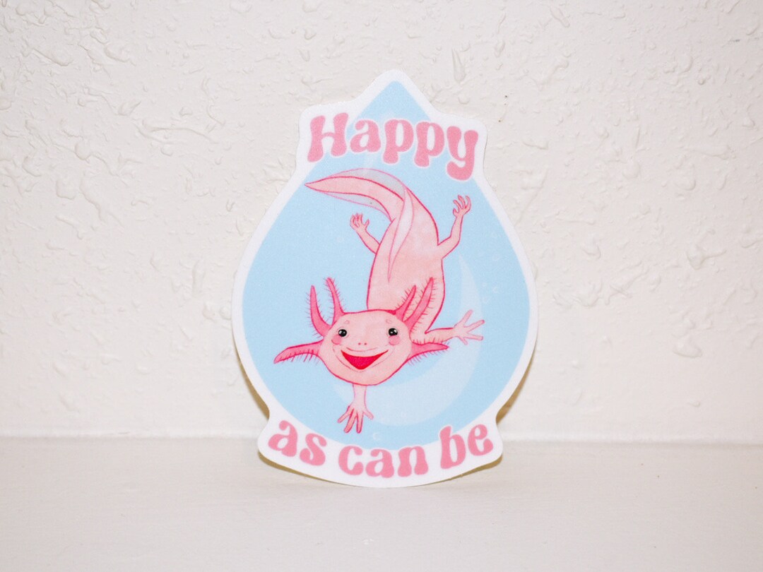 Happy Axo Sticker | 3x4” Laminated Vinyl Decal | Water Resistant ...