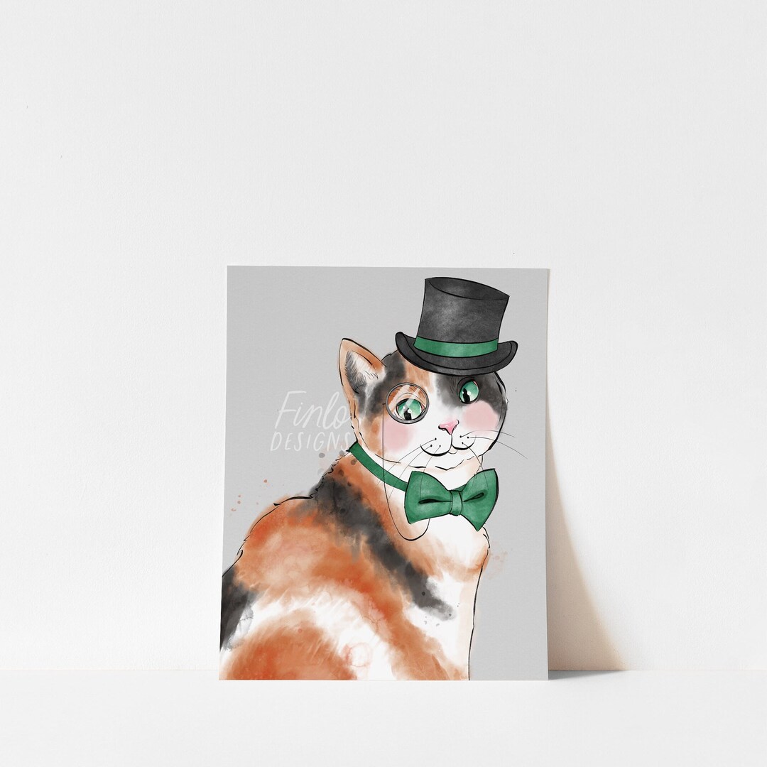 Patches the Calico Cat | Cute Cat Wall Art | Watercolor Animals ...