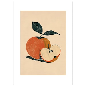 Boho Apple Minimalist Sketch - Chic Decor Wall Art - Unique Fruit ...