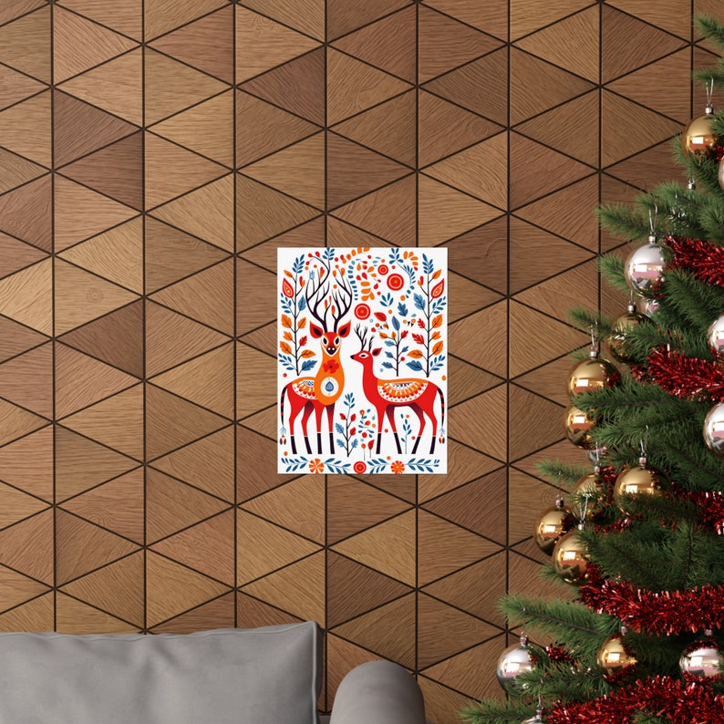 Scandinavian Folk Art Deer Motifs - Ethnic Design Nordic Wall Decor ...