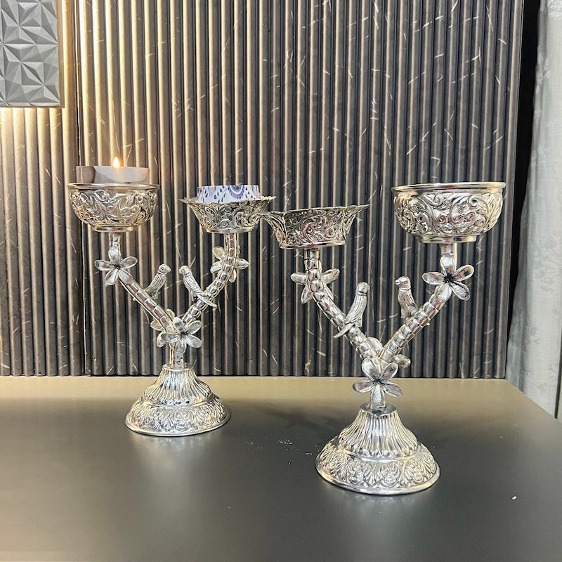 German Silver Candleholders - Etsy