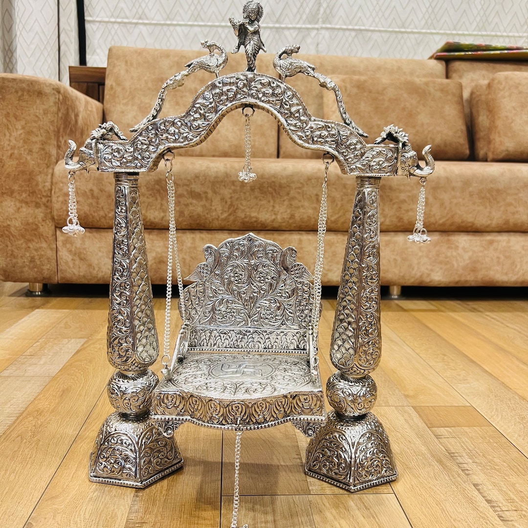 Hand Engraved Swing for God, Throne for God, Temple Decor, Laddu Gopal ...