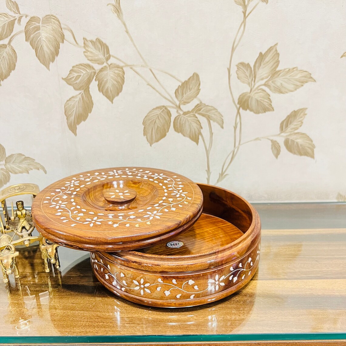 Handmade Teak Wood Chapati Casserole: Engraved Indian Bread Box - Etsy