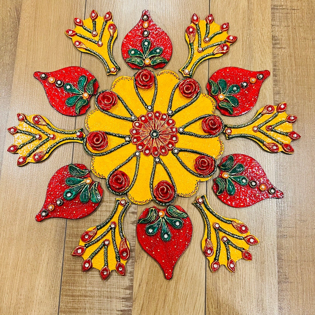 Handcrafted Wooden Rangoli: Indian Diwali Home Decor, 16-inch - Etsy