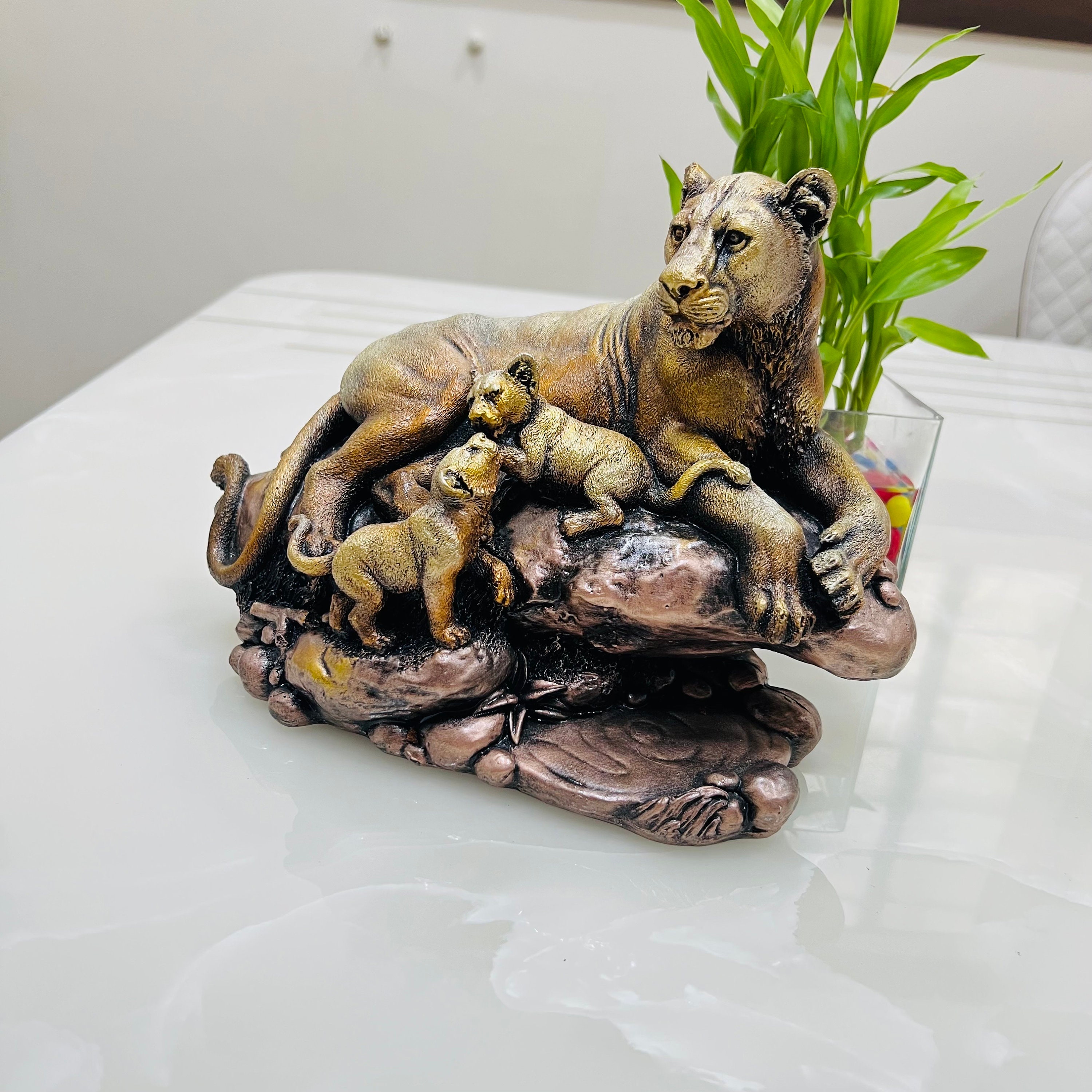 Tiger Family Statue Dust Marble Tiger Showpiece for Decor - Etsy