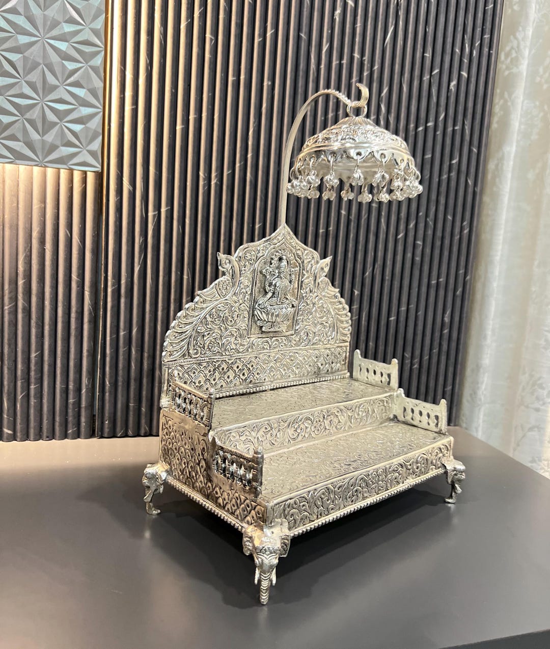 German Silver 2-step Singhasan: Hindu Deity Throne, Diwali Decor ...