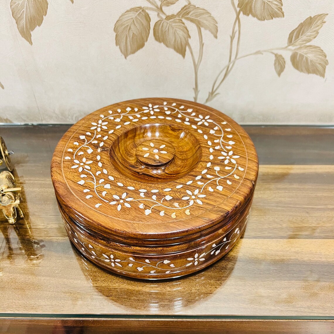 Handmade Teak Wood Chapati Casserole: Engraved Indian Bread Box - Etsy