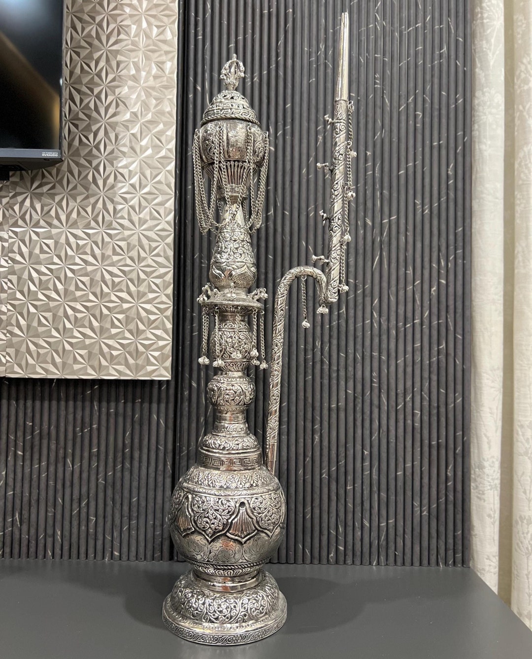 Vintage German Silver Hookah Set: Handmade Repousse Narghile ...