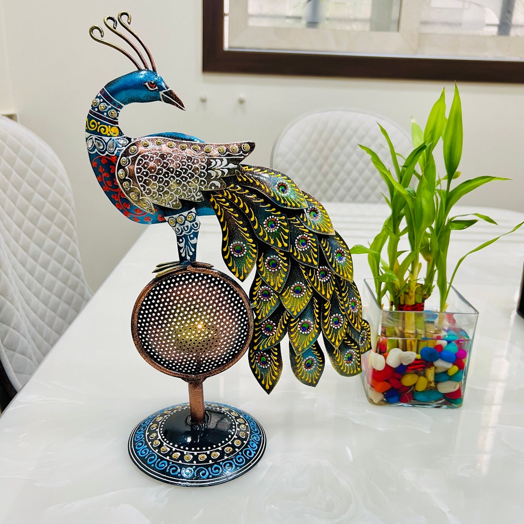 Metal Indian Peacock Figurine, Peacock Statue, Antique Decorative ...