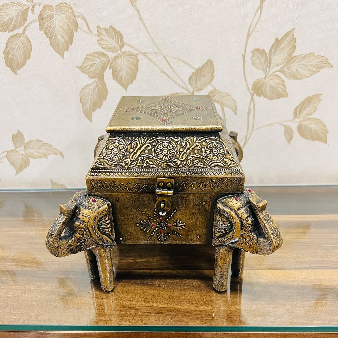 Wooden Elephant Box: Antique Style Jewelry Box, Home Decor - Etsy