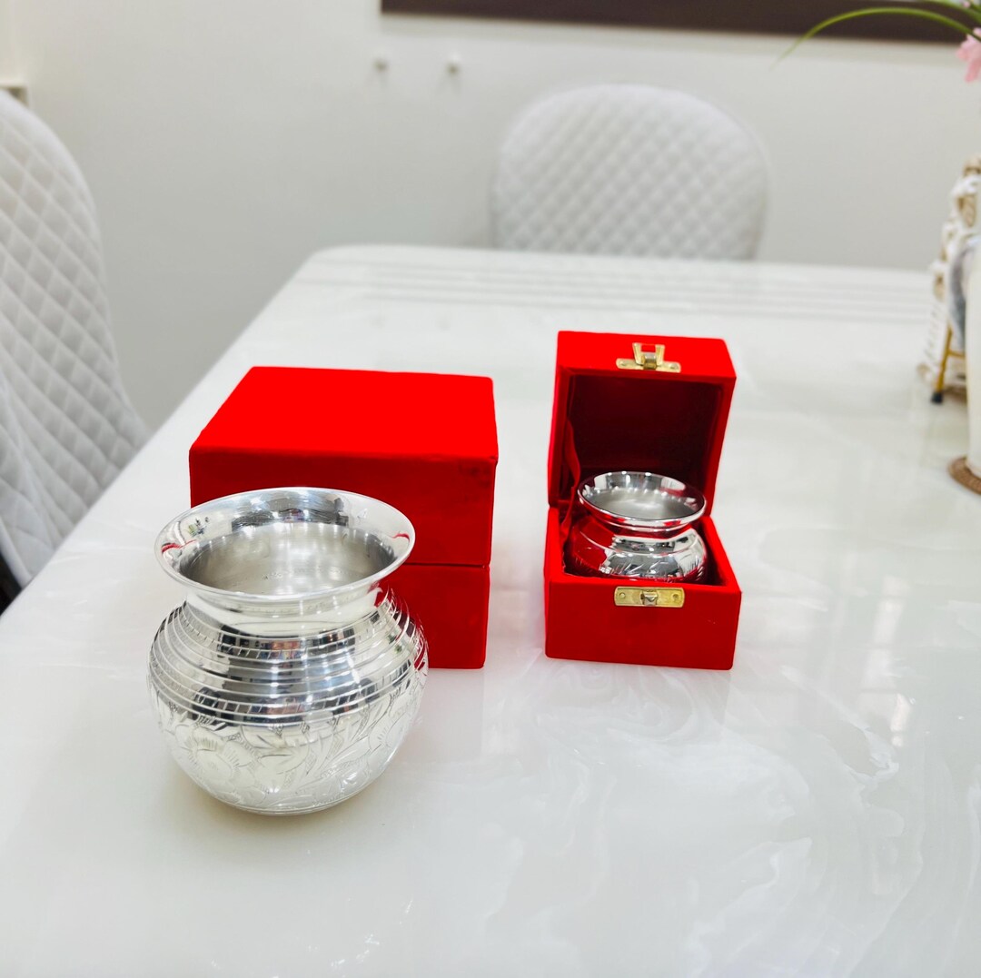 German Silver Small Kalash: Indian Wedding Return Gift, Pooja Accessory ...